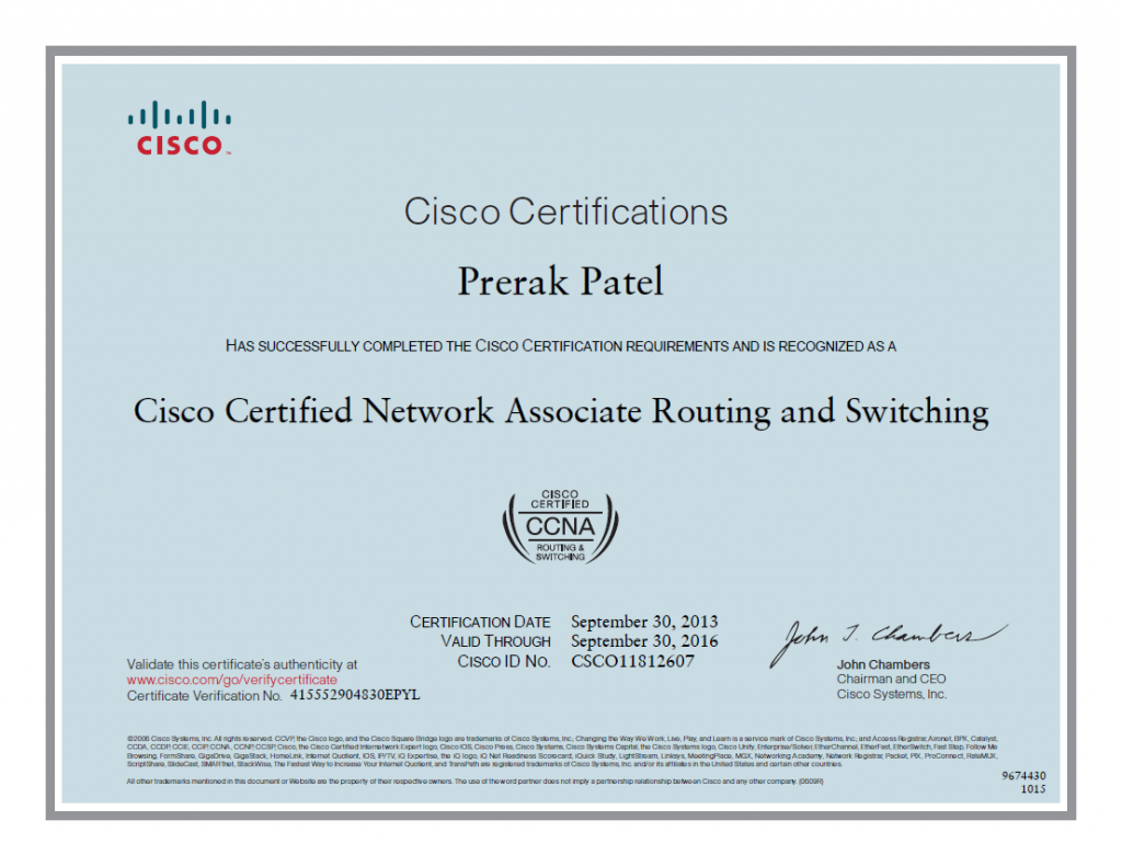 Certifications: - Prerak Patel
